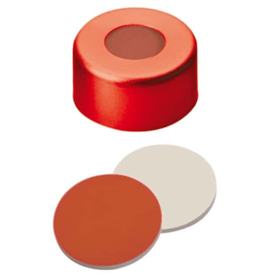 Cole-Parmer Red Aluminum Crimp Cap, 11 mm Dia., Rubber/PTFE Septum ...