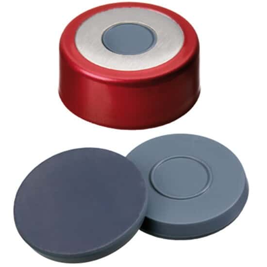 Cole-Parmer Red Aluminum/Stainless Steel Magnetic Crimp Cap, 20 mm Dia ...