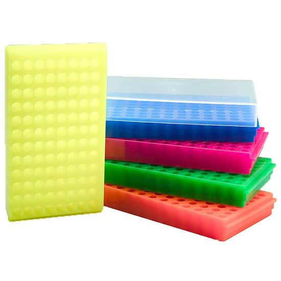 Cole-Parmer Essentials 96-Place PCR Prep Racks, PP, Assorted Colors; 5 ...