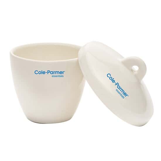 Cole-Parmer Essentials High-Form Crucible with Cover, Porcelain, 30 mL ...