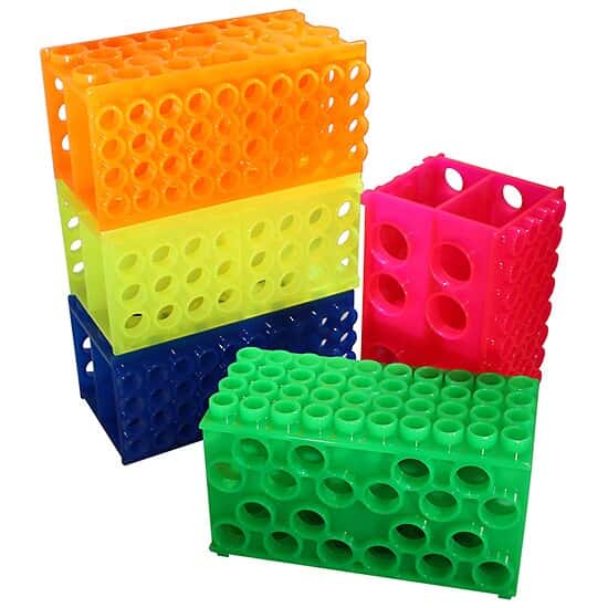 Cole-Parmer Essentials 4-Way Interlock Large Tube Rack, PP, Fluorescent ...