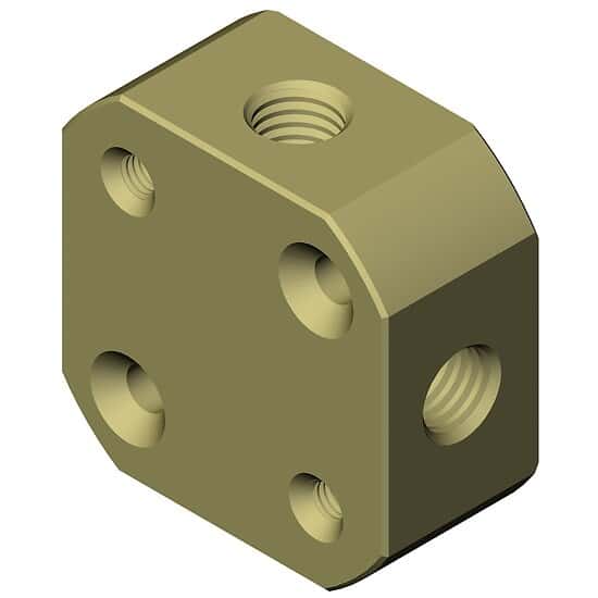 Dibafit™ Multiport Connector, 3-Way, 1/4"-28 UNF(F) flat bottom, PEEK ...