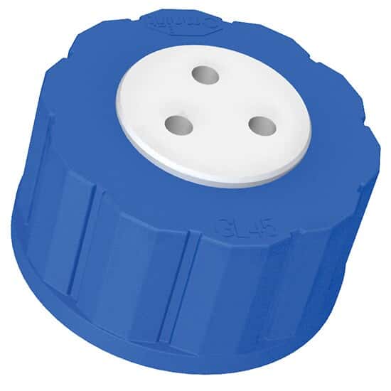 Diba Omnifit® T-Series Solvent Bottle Cap, GL45, 3 Luer Ports without ...