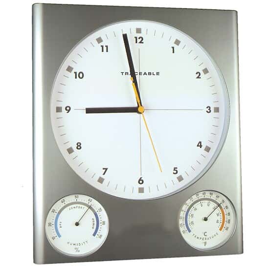 Digi-Sense Traceable® Analog Wall Clock with Temperature, Humidty Dials ...