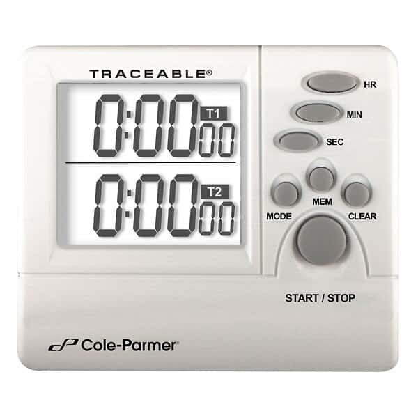 Digi-Sense Traceable Double-Display 2-Channel Digital Alarm Timer with Calibration from Cole-Parmer