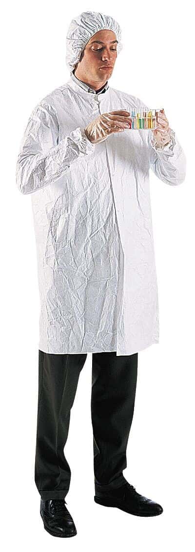 DuPont cleanroom frock; large, 30/cs from Cole-Parmer