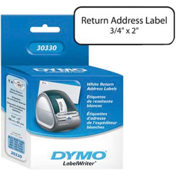 Dymo 30330 Return Address Labels, White, 3/4” X 2”-500 Per Roll,1 Roll ...