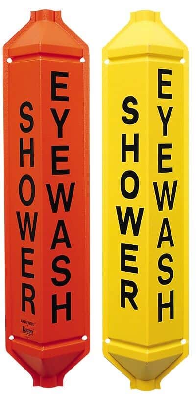 Encon 01112912 Wall-mount shower/eyewash sign/yellow from Cole-Parmer
