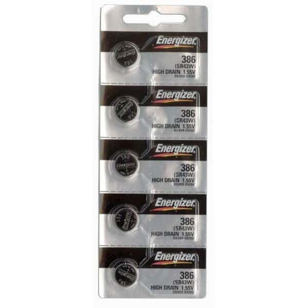 Energizer 386/301 Silver Oxide Button Cell Batteries, 110 mAh, 1.5 V, 5 ...