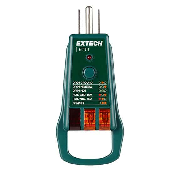 Extech ET11 GFCI Receptacle Tester with Pull Bar from Cole-Parmer India