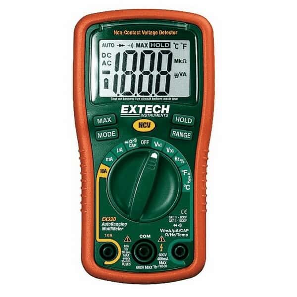 Extech EX330 Mini Autoranging MultiMeter with Temp + Voltage Detector ...