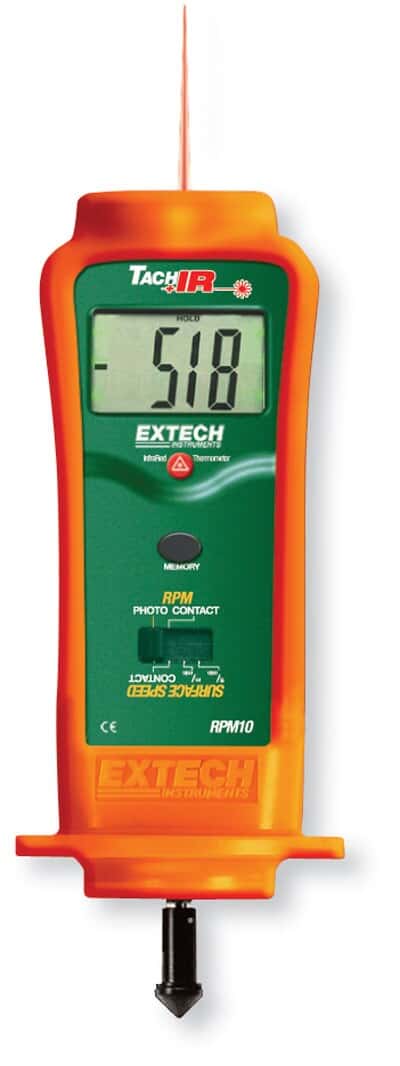 Extech RPM10 Combination Laser Tachometer with Infrared Temperature ...