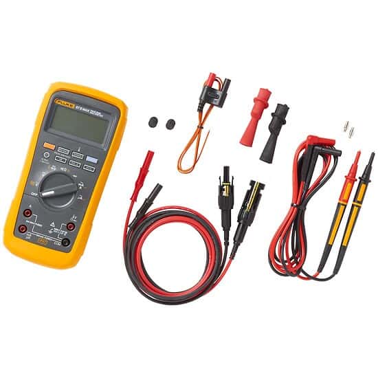 Fluke 87V MAX Industrial True RMS Digital Multimeter with PV Test Leads ...