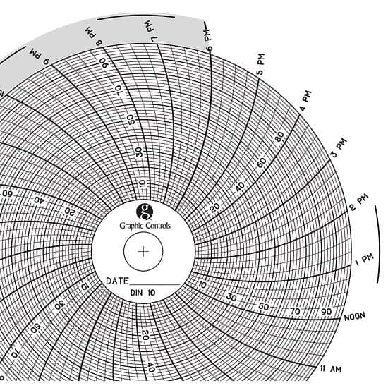 Graphic Controls 4.5" Circular Chart Recorder Paper, 0 to 100 Uniform ...
