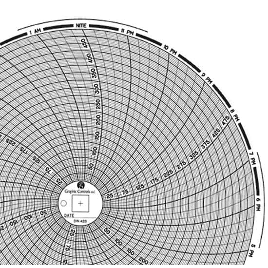 Graphic Controls 8" Circular Chart Recorder Paper, 0 to 500 Uniform ...