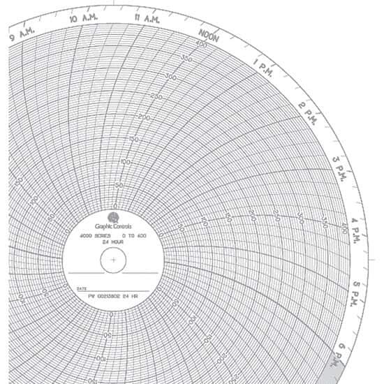 Graphic Controls 10" Circular Chart Recorder Paper, 0 to 400 Uniform ...