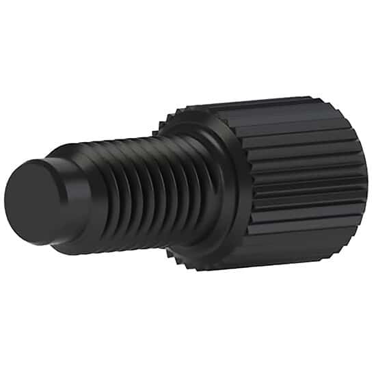 Idex Port Plug, Standard Knurl, Black Acetal, 1/4-28 Flat-Bottom; 1/EA ...