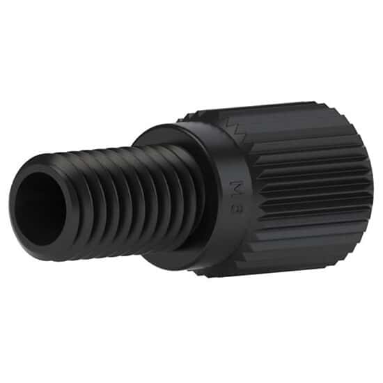 Idex Flangeless Male Nut, Standard Knurl, Black PFA, 1/8" OD Tubing, M6 ...
