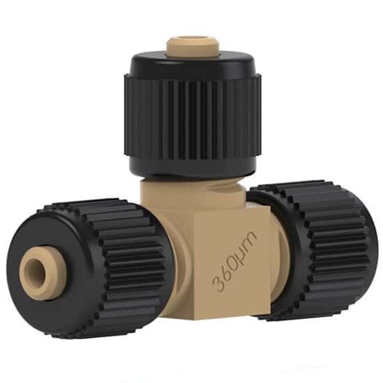 Idex High-Pressure MicroTee Assembly, PEEK, 0.006" ID, 360 µm OD Tubing ...