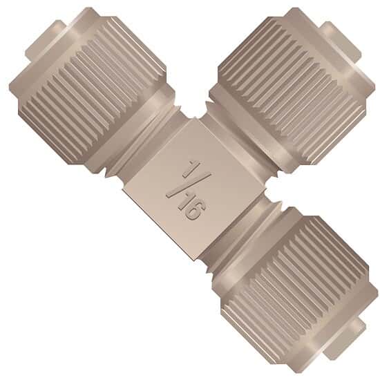 Idex High-Pressure MicroTee Assembly, PEEK, 0.006" ID, 1/16" OD Tubing ...