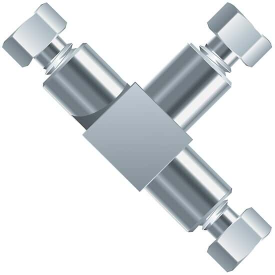 Idex VHP Tee Body, SS, 0.020" ID, 1/16" OD Tubing, 10-32 Coned; 1/EA ...