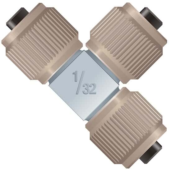 Idex VHP MicroTee Assembly, PEEK/SS, 0.010" ID, 1/32" OD Tubing, 5/16 ...