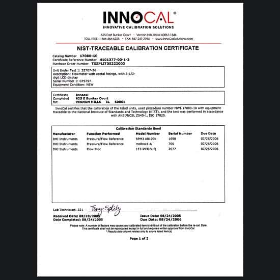 InnoCal NIST-Traceable Calibration: Type E Thermocouple Thermometer ...