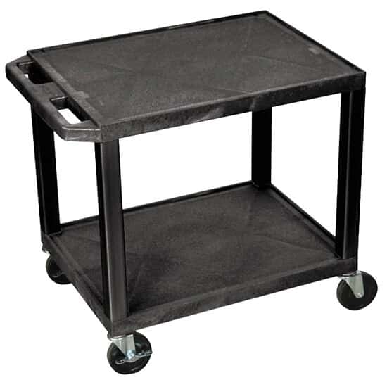 Luxor AV Utility Cart, Tall, Two Tuffy Flat Shelves, Black; 24.5" H ...