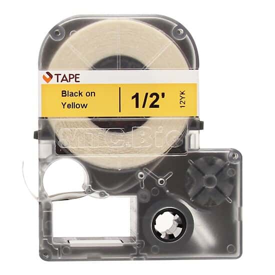 MTC Bio 26' Cassette of 12mm Lab Tape, Yellow w/ Black Print from Cole ...