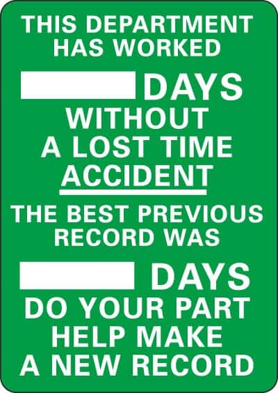 NMC WS-1 Plant/departmental safety record sign from Cole-Parmer Canada