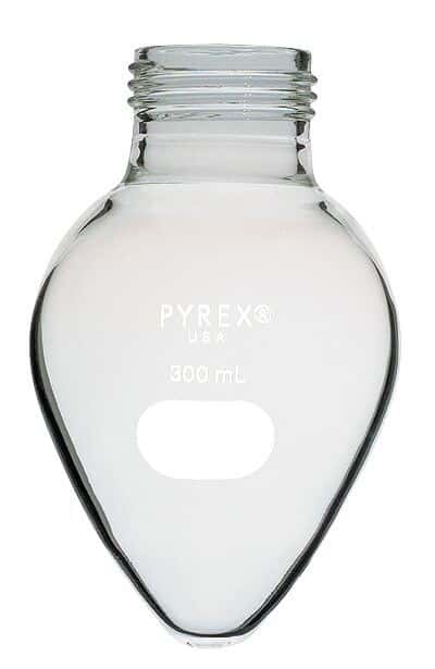 Pyrex 44023-18 E 401142 Pear-Shaped Flask with Threaded Neck, 200 mL ...