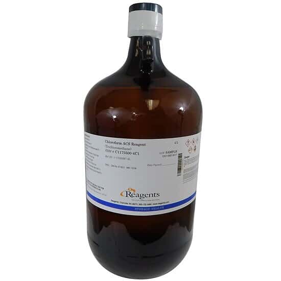 Reagents Chloroform, ACS Reagent, Safety Coated Amber Glass Bottle, 4 L ...