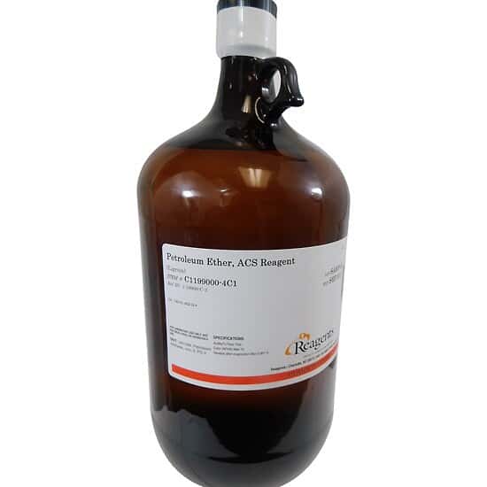 Reagents Petroleum Ether, ACS Reagent, Safety Coated Amber Glass Bottle ...