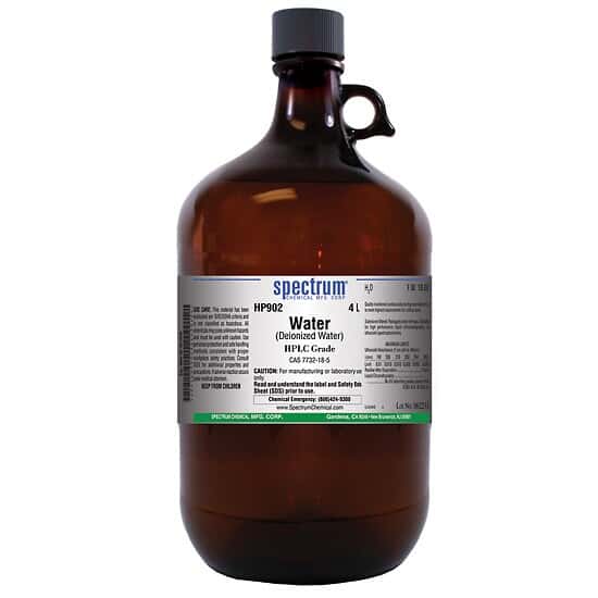 Spectrum Chemical Water, HPLC Grade, 4 x 4 L from Cole-Parmer