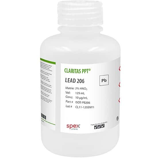 Spex ISOT-PB206 Claritas PPT® Grade Lead 206, 10 µg/mL in 2% HNO3; 125 ...