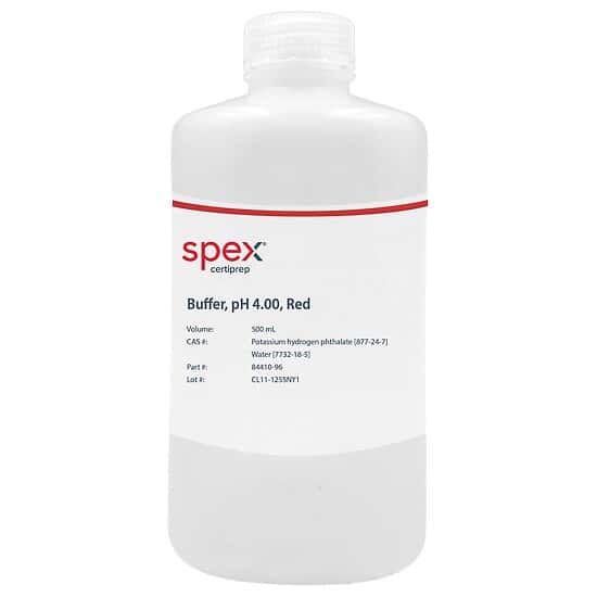 Spex Buffer, pH 4.00, Red; 500 mL from Cole-Parmer