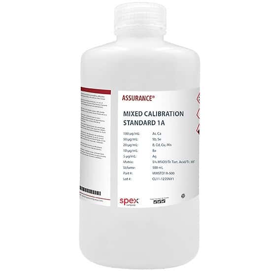 Spex CertiPrep MIXSTD1A-500 Assurance® Grade Calibration Standard 1A for AA & ICP; 500 mL from ...