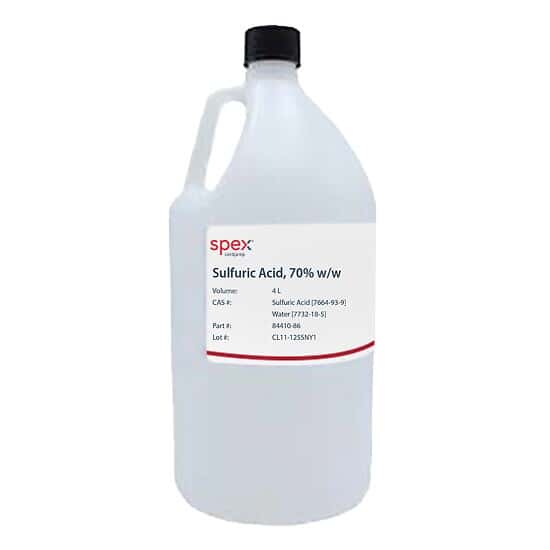 Spex CertiPrep Sulfuric Acid, 70% w/w, Textile Grade; 4 L from Cole-Parmer