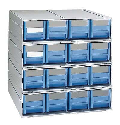Modular drawer cabinet, 12 small and 2 large drawers from Cole-Parmer