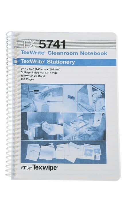 Texwipe TX5740 Cleanroom notebook; 8.5" x 11", 10/box from Cole-Parmer