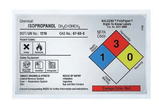 Thermo Scientific Nalgene 6317-0005 "Right-to-Know" safety label for ...