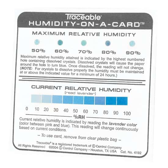 Always in Stock - Traceable Humidity Card with Calibration; 6/PK from ...