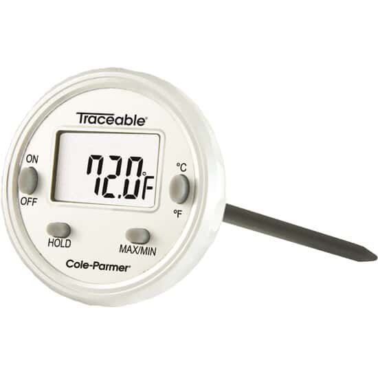 Traceable Water-Resistant Metal Thermometer; Piercing Probe from Cole ...
