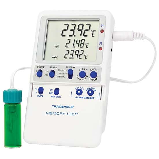 Traceable Memory-Loc™ Datalogging Thermometer; 1 Vaccine Bottle Probe ...