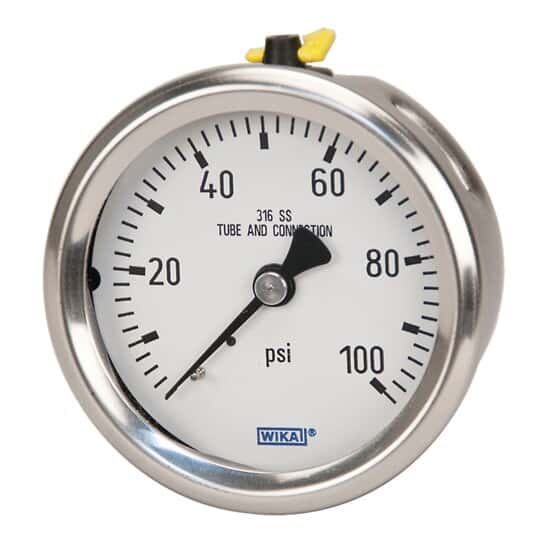 Wika 9768343 Bourdon Tube Pressure Gauge, 0 to 30 psi, 2.5" Dial, 1/4 NPT(M) from Cole-Parmer