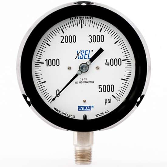 Wika 232.34 4.5 4.5" Field Fillable Process Pressure Gauge, 0 to 5000 ...