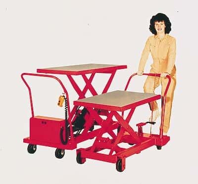 Scissor-lift table with foot-pedal hydraulic lift; 48" x 24", 1000 lb ...