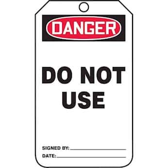 Accident Prevention Tags; Danger: Do Not Use - Cole-Parmer
