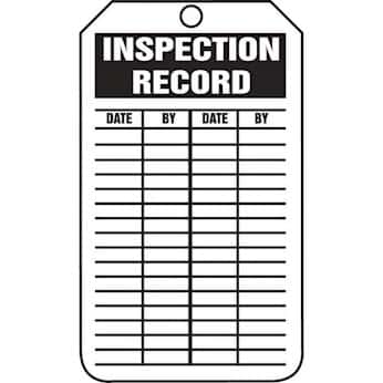Accident Prevention Tags; Record Tags; Inspection Record - Cole-Parmer