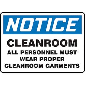 Notice: Cleanroom - Cole-Parmer